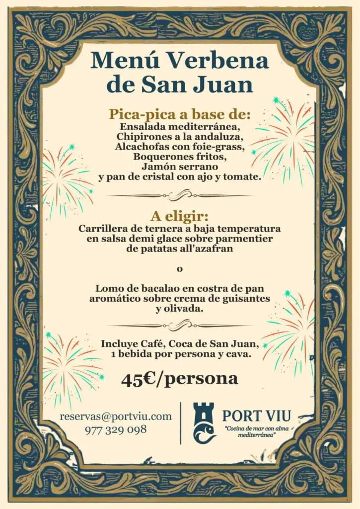 Menú Verbena de San Juan - PORT VIU Restaurante